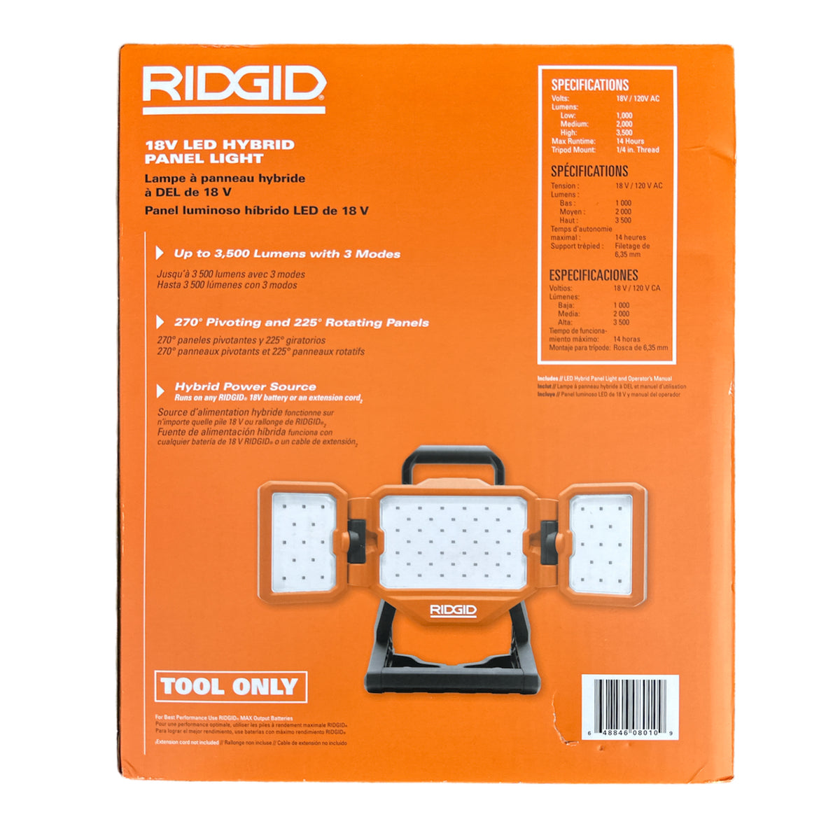 RIDGID 18V Cordless Hybrid LED Panel Light (Tool Only) – Ryobi Deal Finders