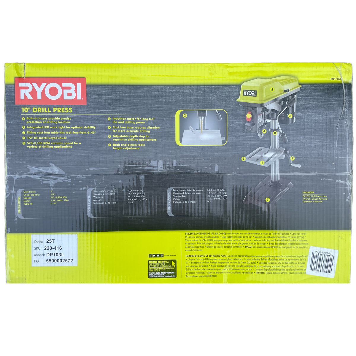 RYOBI 10 in. Drill Press with EXACTLINE Laser Alignment System – Ryobi ...