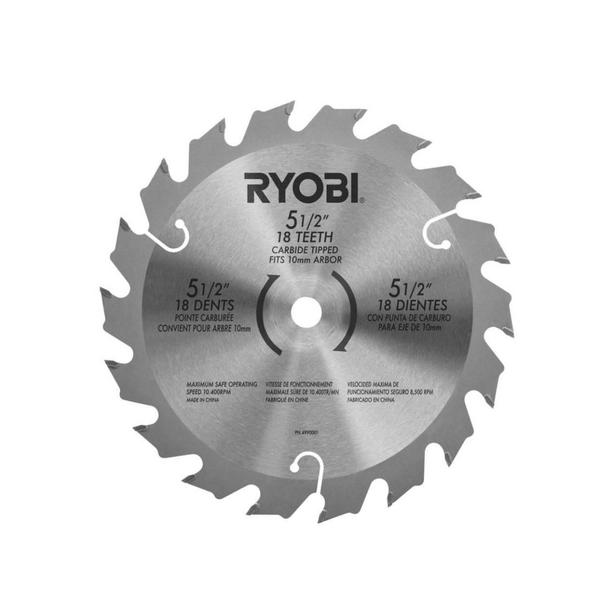 RYOBI Replacement 5-1/2 in. 18 Teeth Carbide Tipped Circular Saw Blade ...