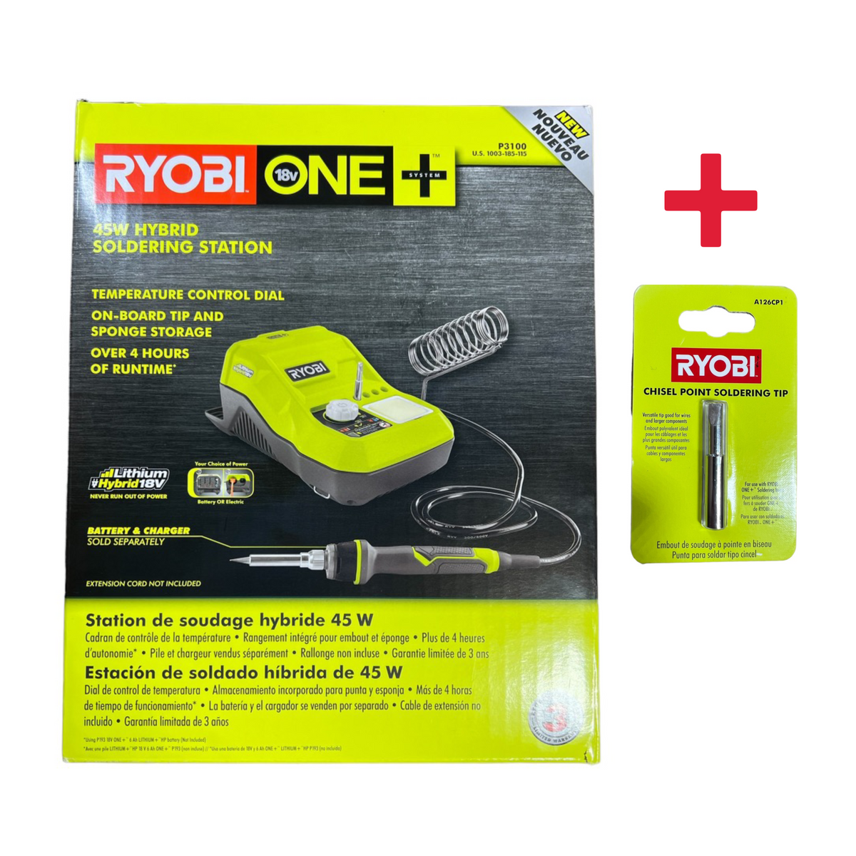 18-Volt ONE+ Hybrid Soldering Station with extra Chisel Point Solderin ...